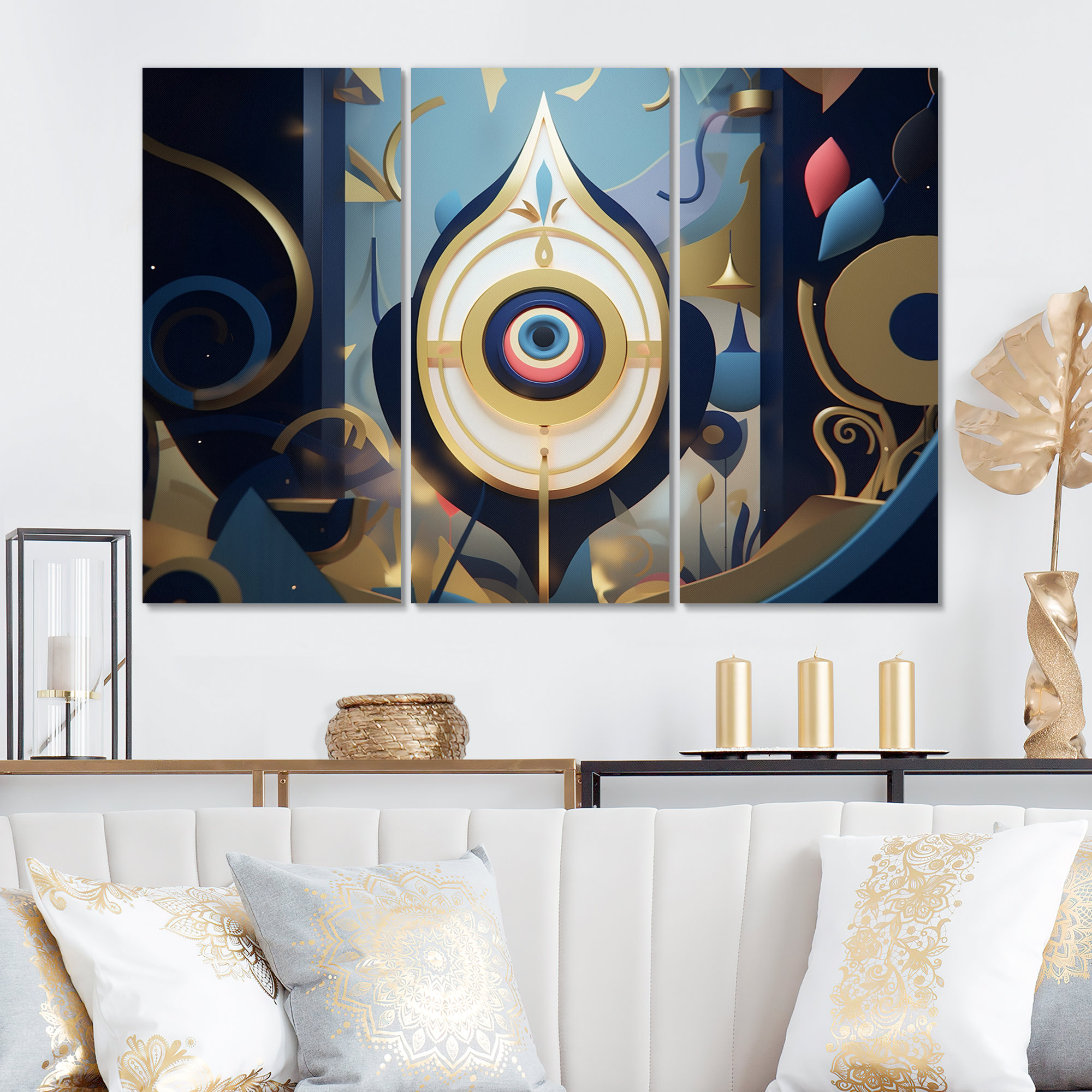 Latitude Run® Awakening of Consciousness Visionary Geometry IV - 3 Piece Wrapped Canvas Print ...